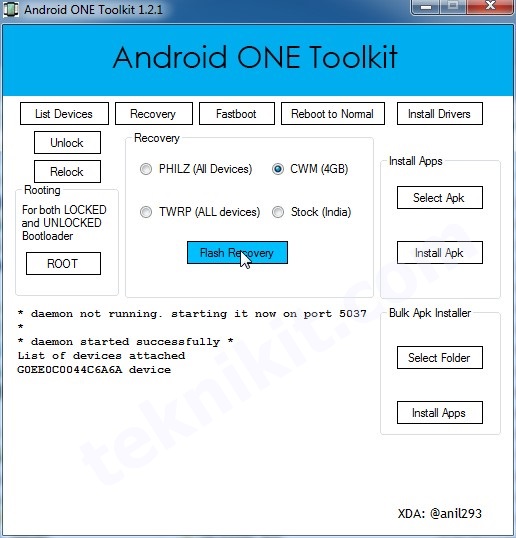 Cara Install Custom Recovery Android One Nexian Journey One